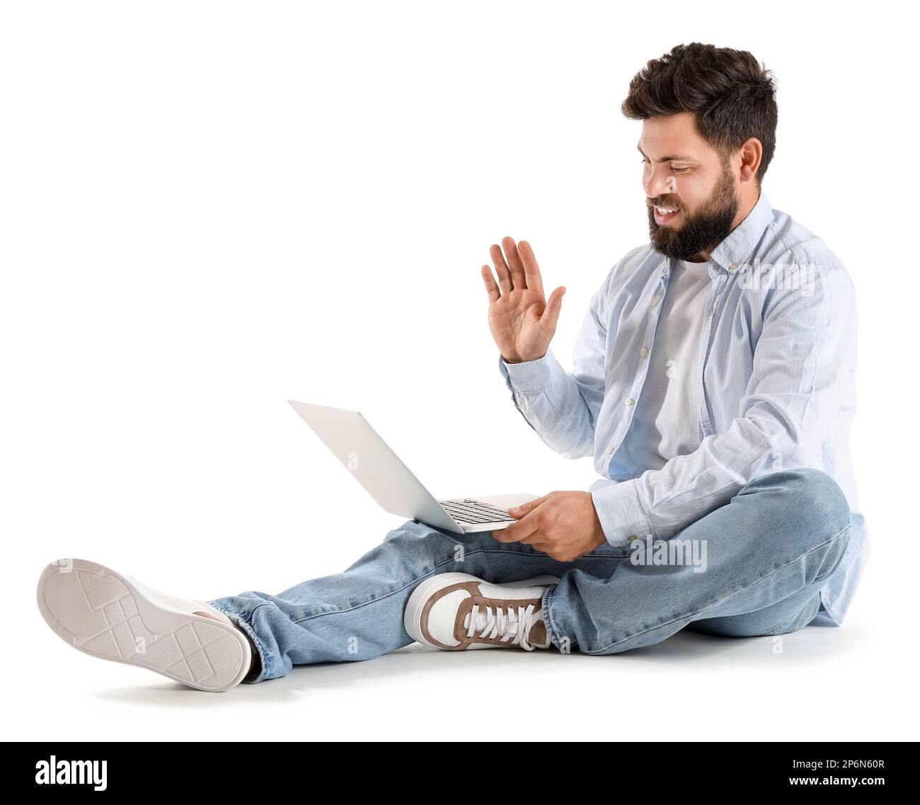 Man chatting on video Cut Out Stock Images & Pictures - Alamy