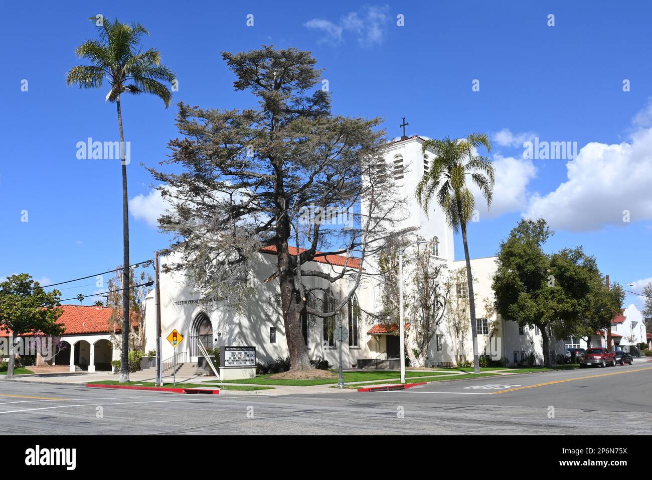 TUSTIN, CALIFORNIA - 7 MAR 2023: Tustin Presbyterian Church in Old Town ...