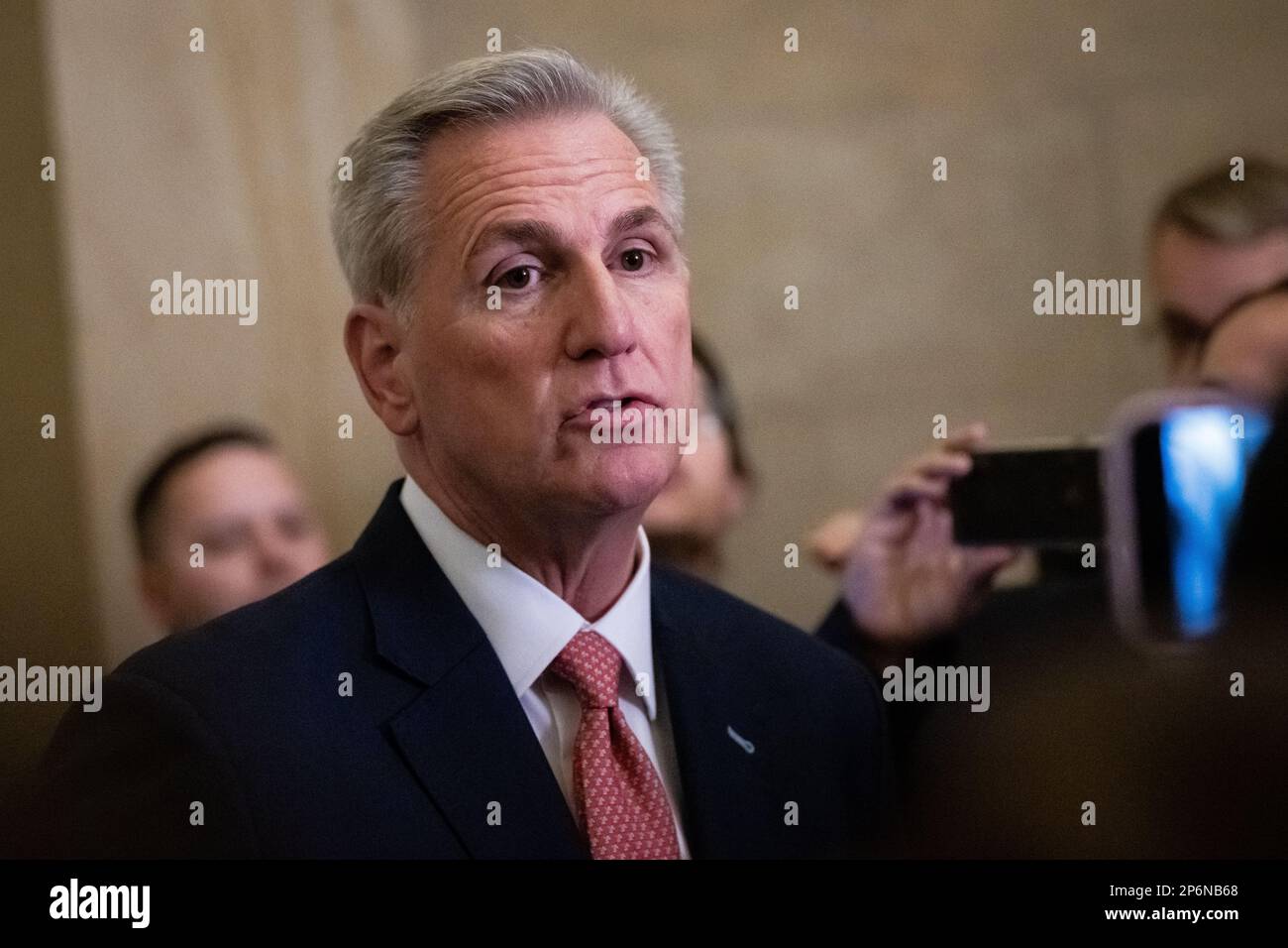 Speaker of the House Kevin McCarthy (R-CA) speaks to media outside his ...