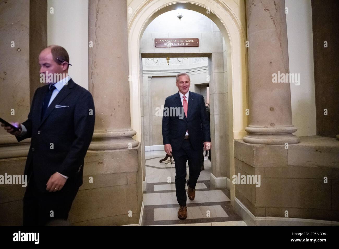 Speaker of the House Kevin McCarthy (R-CA) arrives to speak to media ...