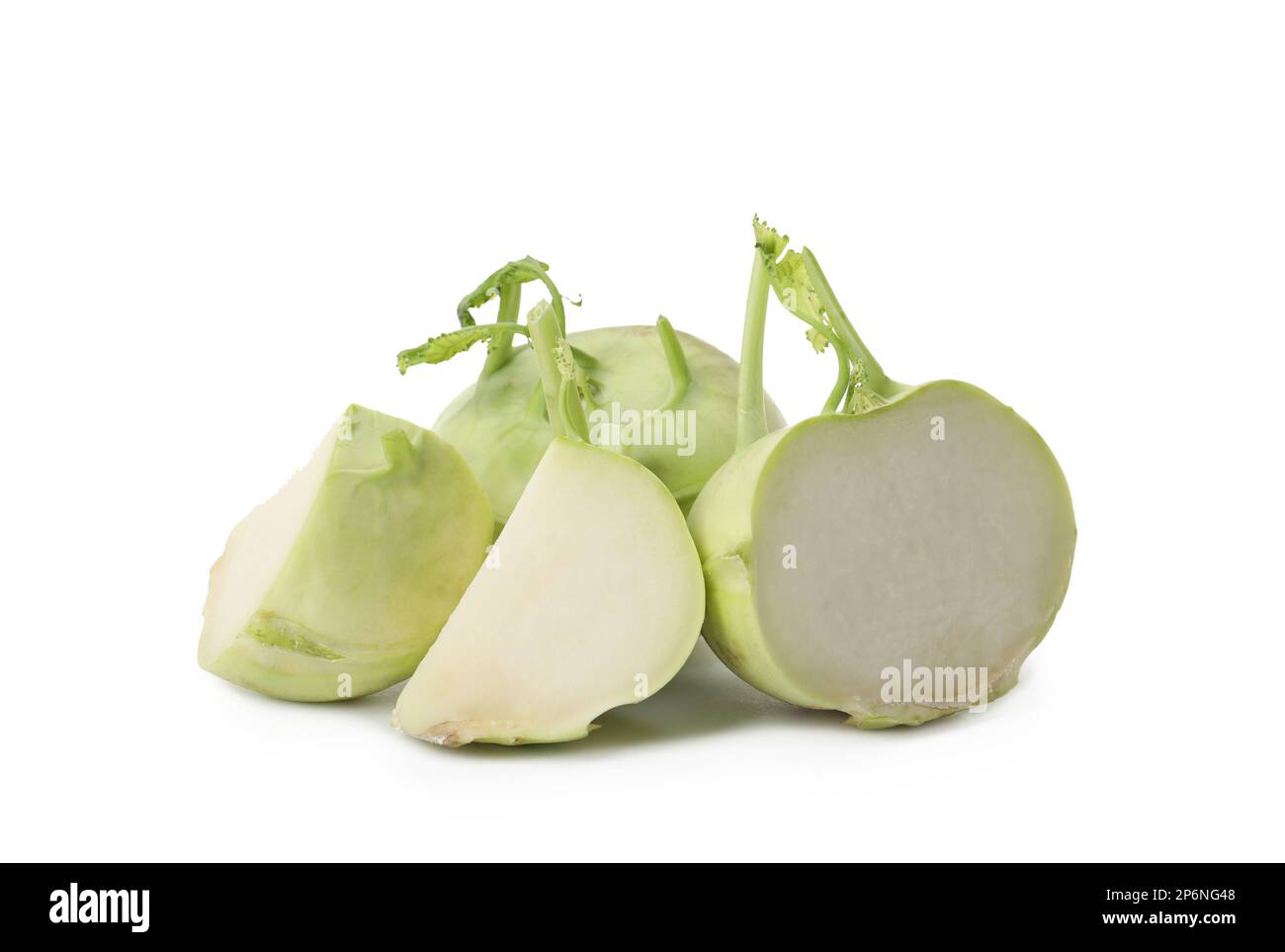 Whole and cut kohlrabi plants on white background Stock Photo - Alamy