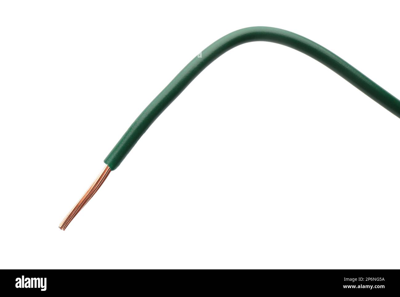 Stripped electrical wire with green insulation isolated on white Stock ...