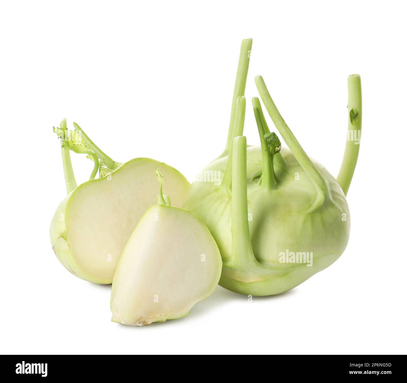 Whole and cut kohlrabi plants on white background Stock Photo - Alamy