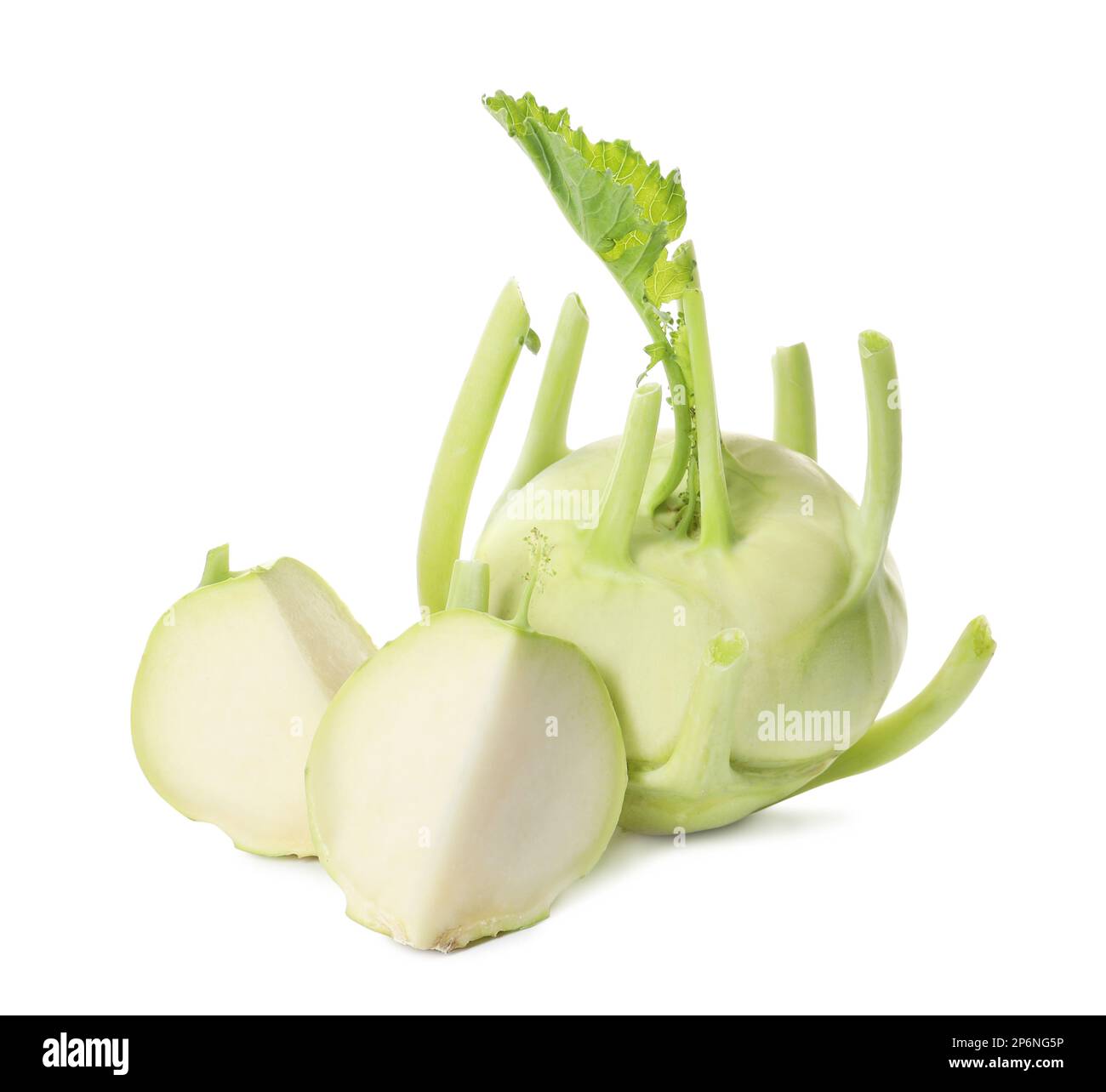 Whole and cut kohlrabi plants on white background Stock Photo - Alamy
