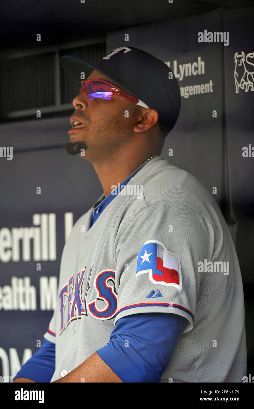 Texas Rangers outfielder Nelson Cruz #17 during a game against the New ...