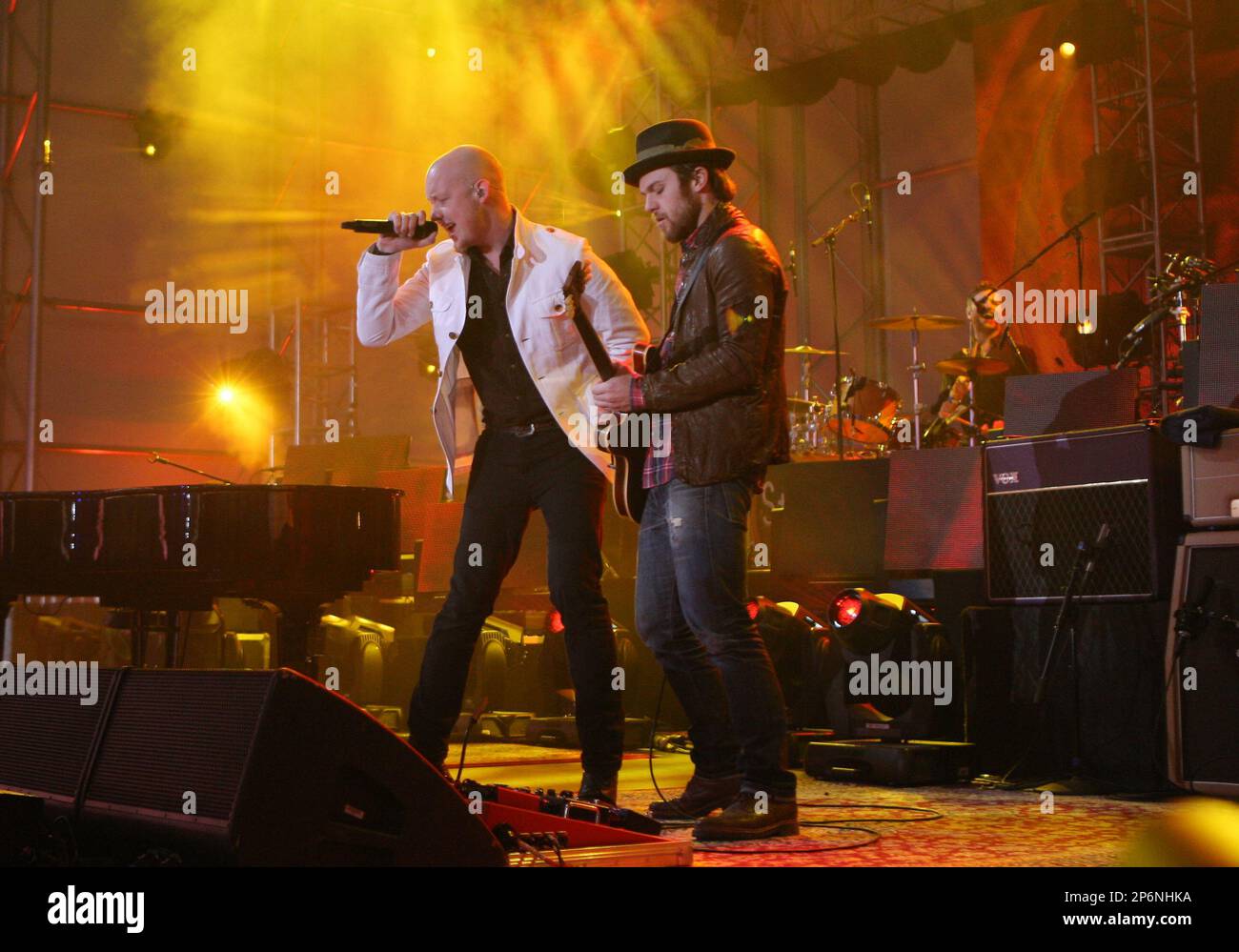 February 04 2012: Isaac Slade and Dave Welsh of The Fray performs a ...