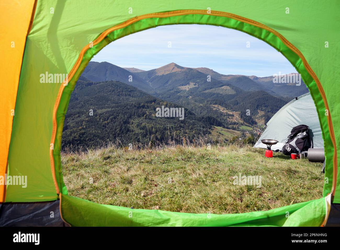View of camping tent hi-res stock photography and images - Alamy