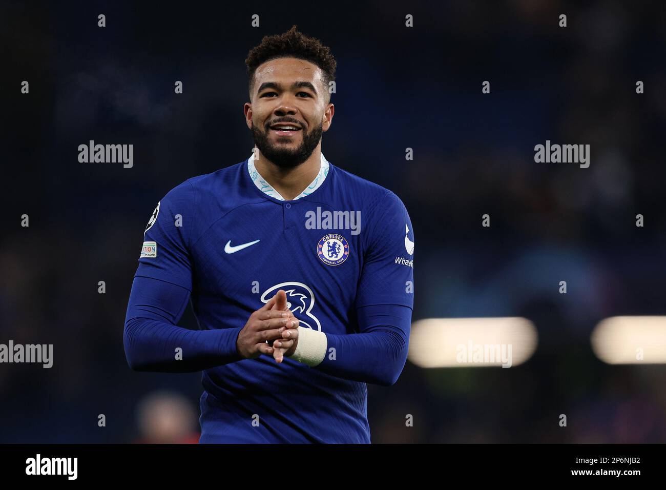 London, UK. 07th Mar, 2023. Reece James of Chelsea FC claps his hands ...