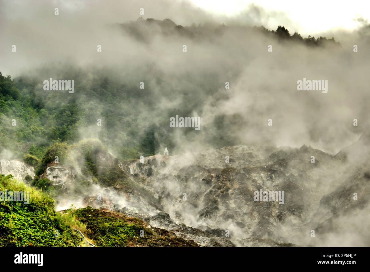 A fumarole field and a giant face formation illustrating the character ...