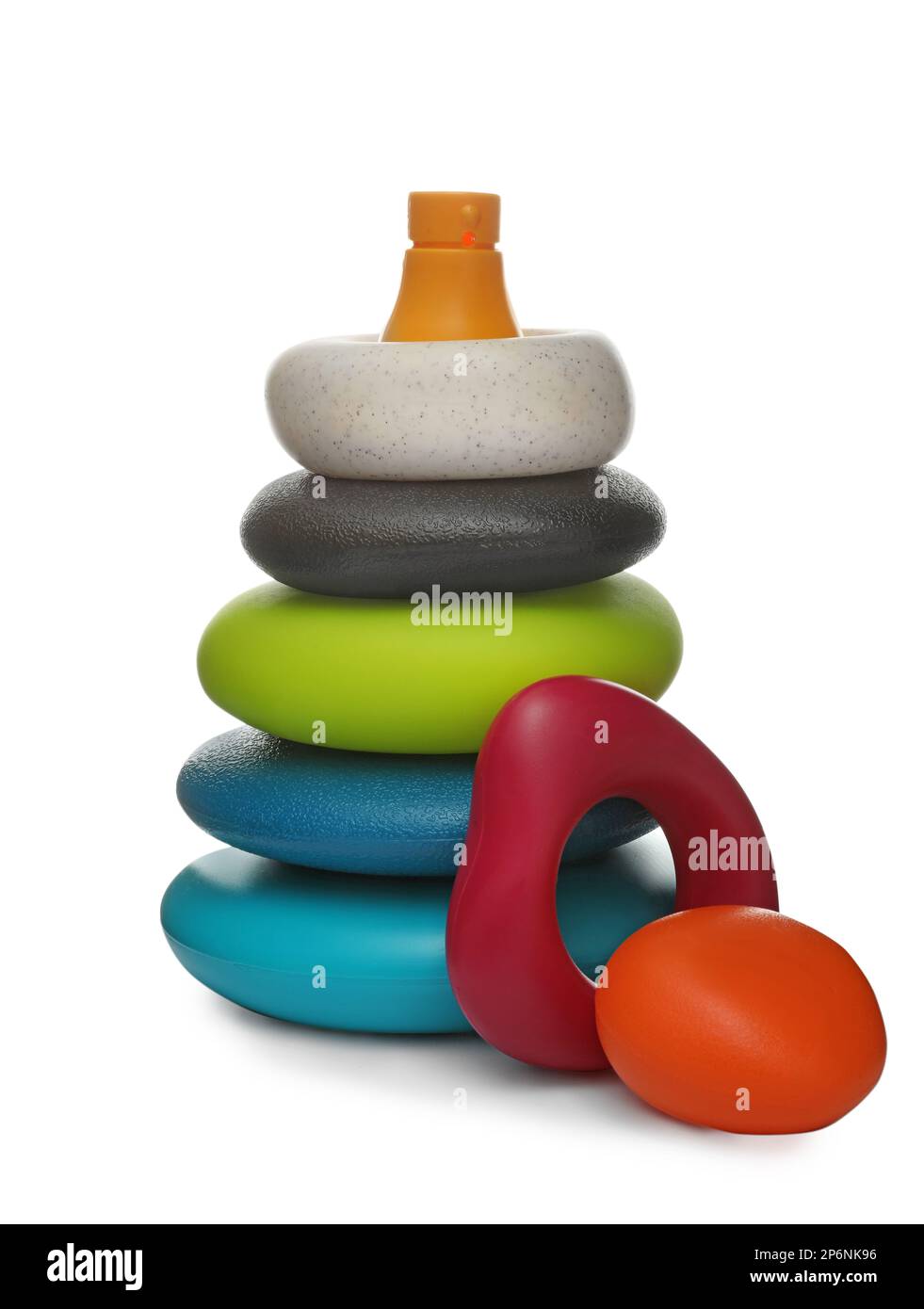 Plastic colorful toy pyramid isolated on white Stock Photo - Alamy