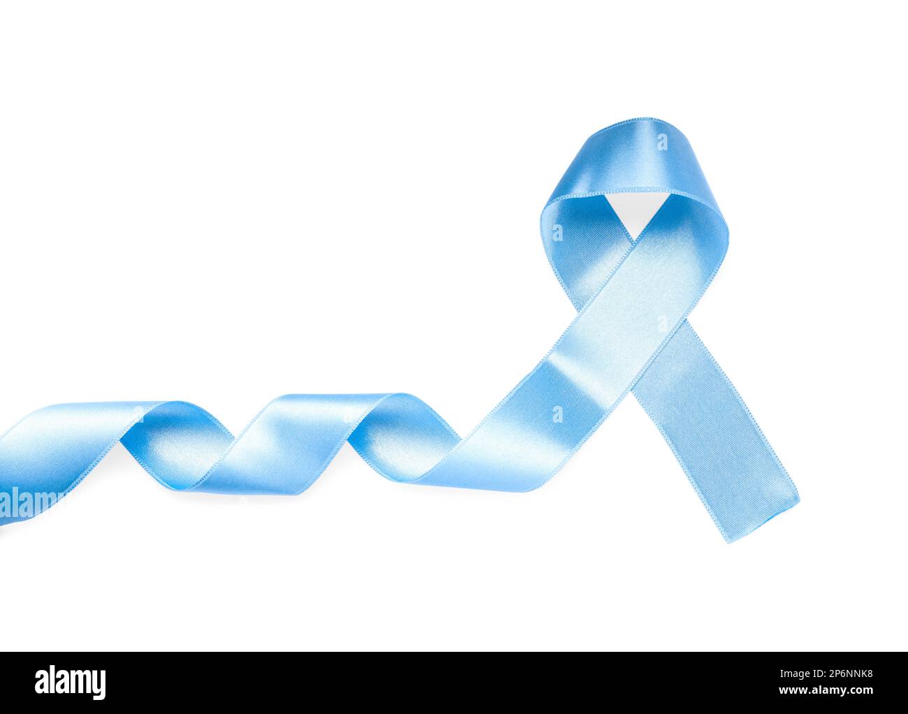 Light blue awareness ribbon isolated on white, top view Stock Photo - Alamy