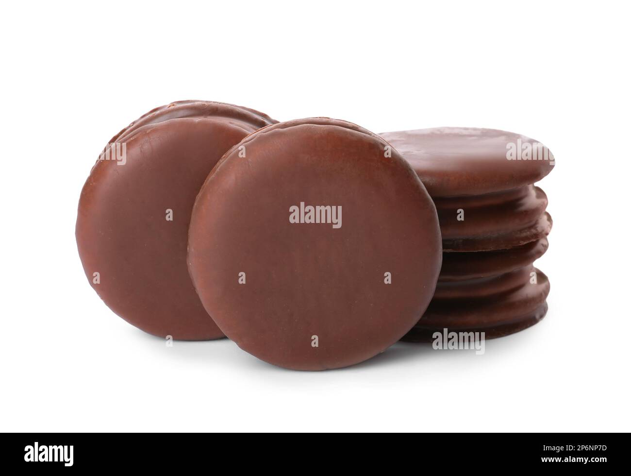 Delicious choco pies on white background. Classic snack cakes Stock ...