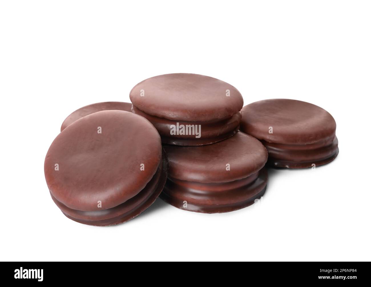 Delicious choco pies on white background. Classic snack cakes Stock ...