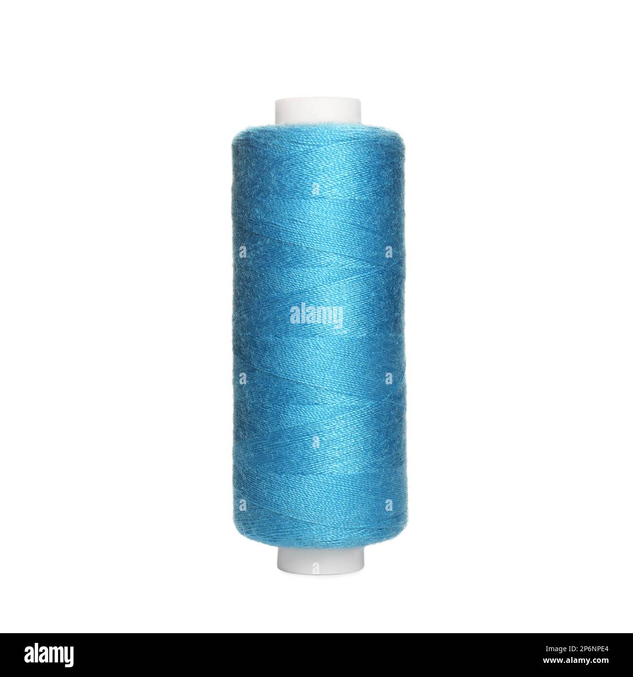 Spool of light blue sewing thread isolated on white Stock Photo - Alamy