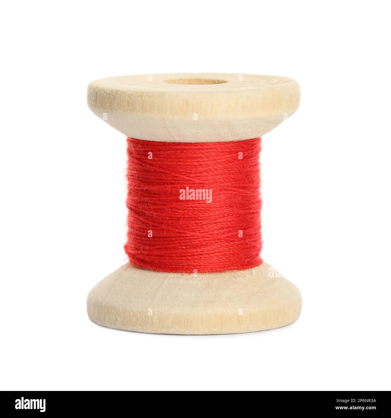 Wooden spool of red sewing thread isolated on white Stock Photo - Alamy