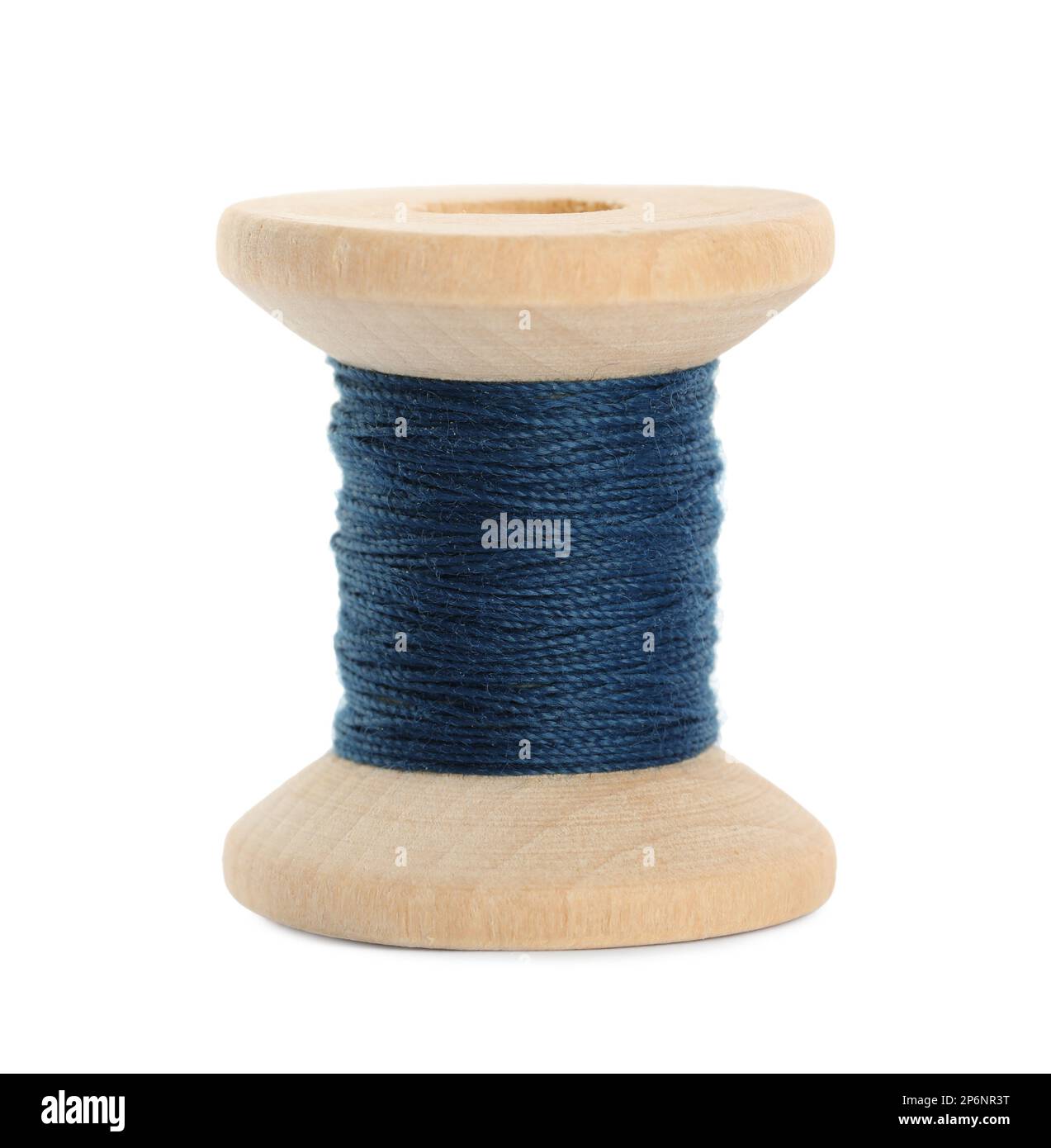 Wooden spool of dark blue sewing thread isolated on white Stock Photo ...