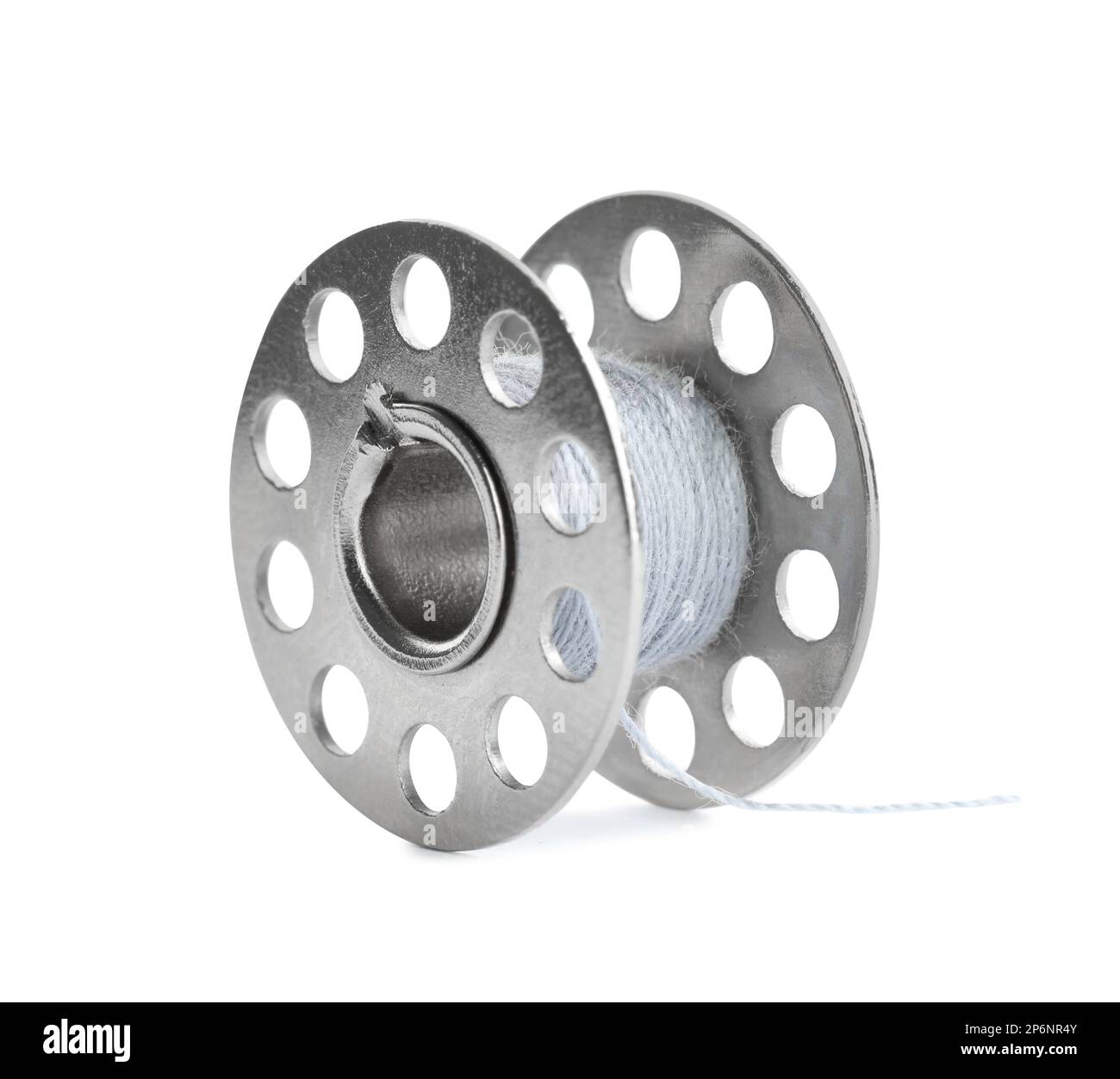 Metal spool of sewing thread isolated on white Stock Photo - Alamy