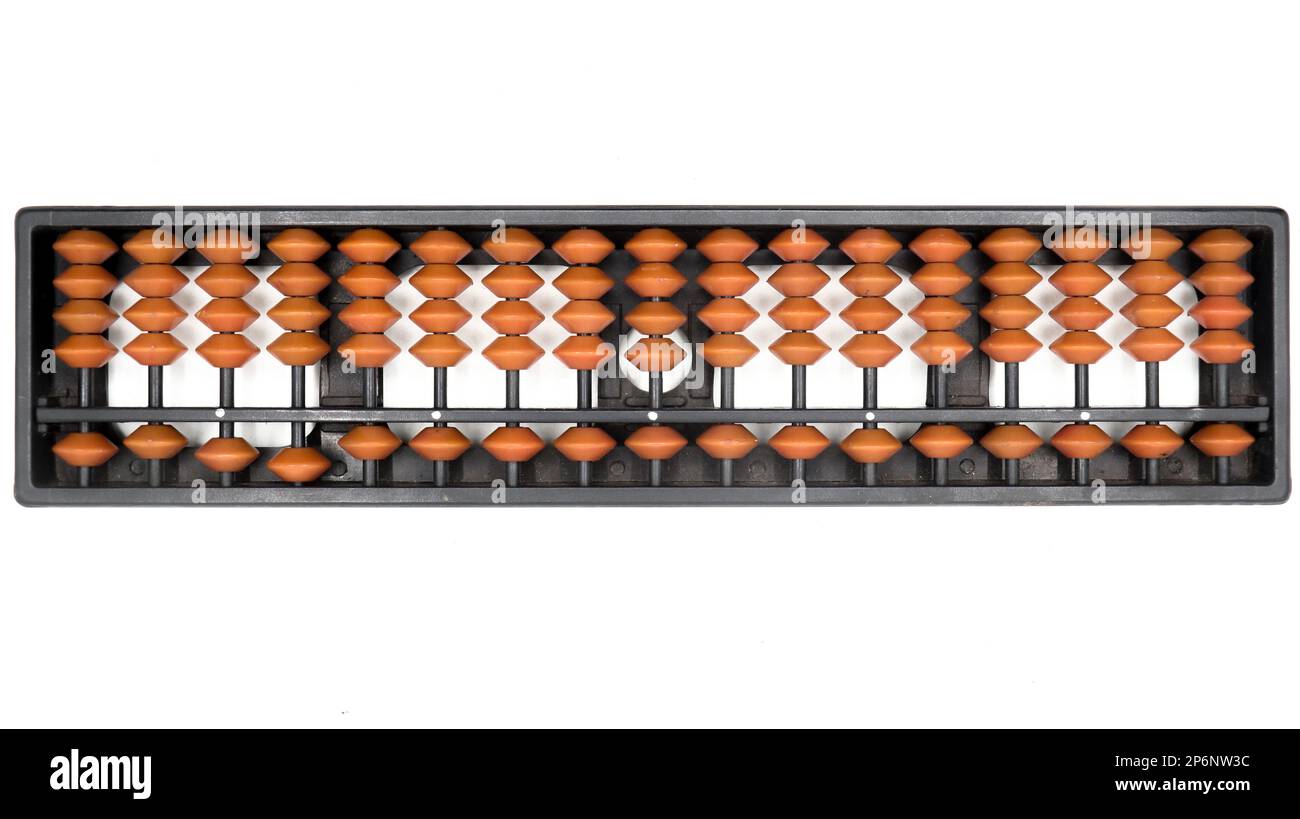 a vintage abacus tool set with 17 rods of brown beads and in a black ...