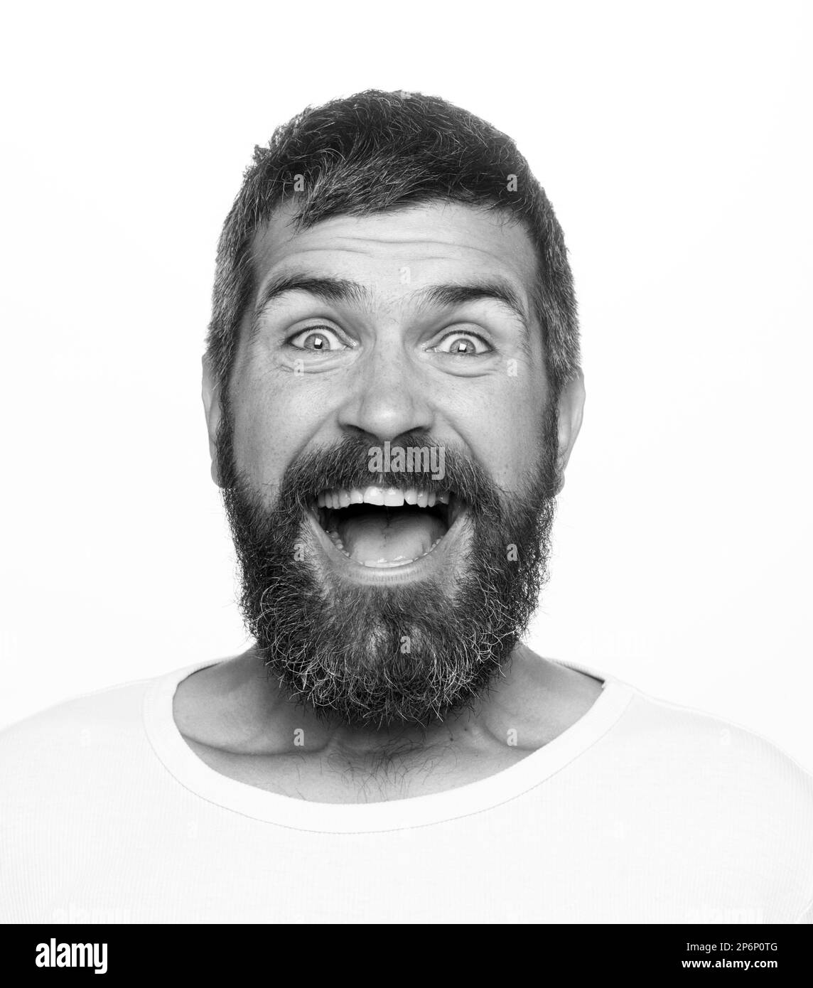 Happy man smile face. Smiling bearded guy. Positive human facial ...