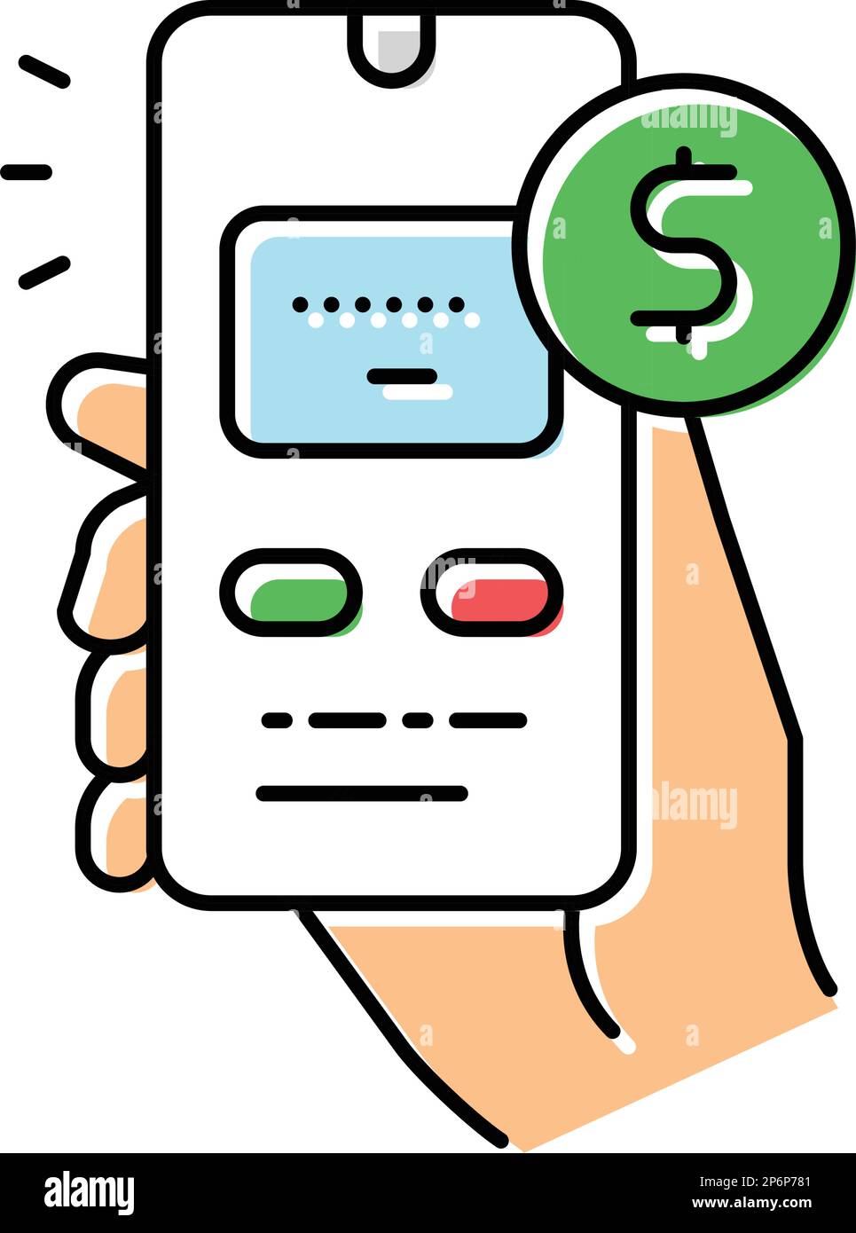 mobile phone payment color icon vector illustration Stock Vector Image ...