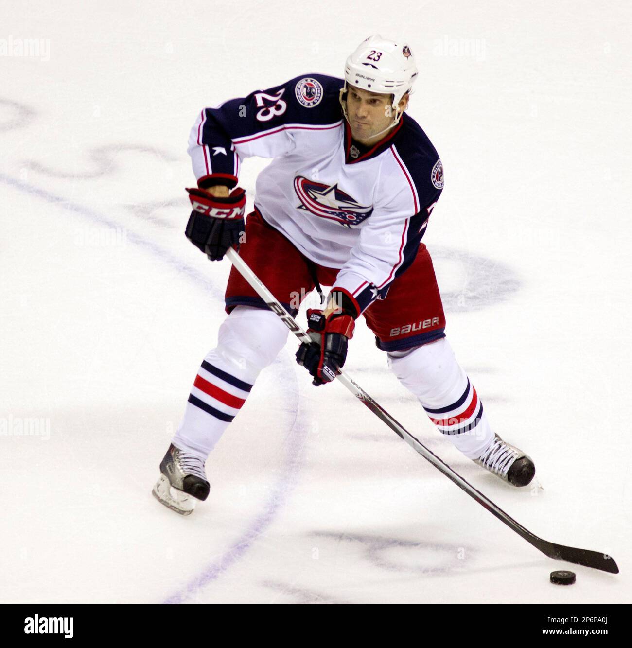 January 31, 2012: Columbus Blue Jackets defender Brett Lebda (23 ...