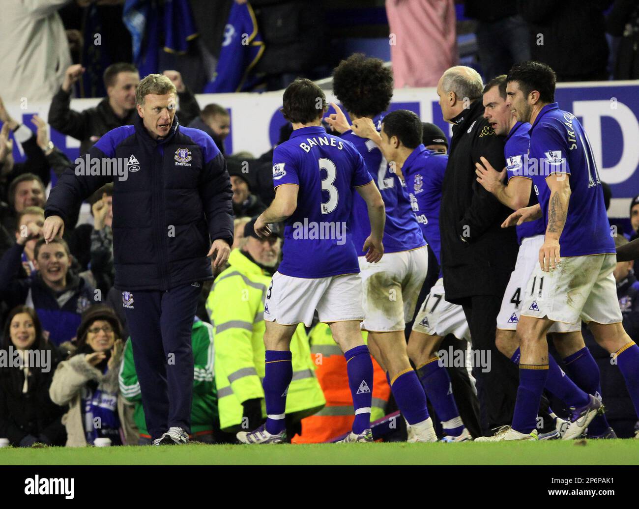 Evertons Marouane Fellaini celebrates scoring his sides second goal ...