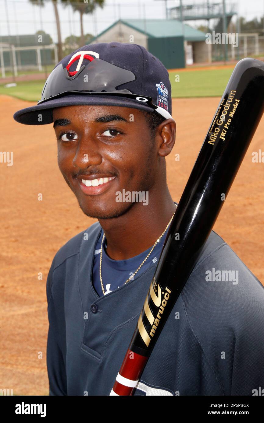 Minnesota Twins Niko Goodrum poses for a portrait at the Twins spring ...