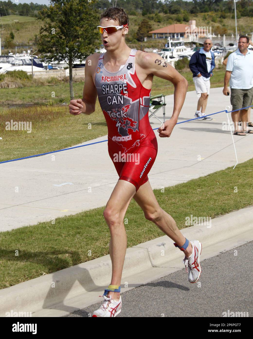 Matt Sharpe, of Canada, at the 2011 Myrtle Beach ITU Triathlon Pan ...