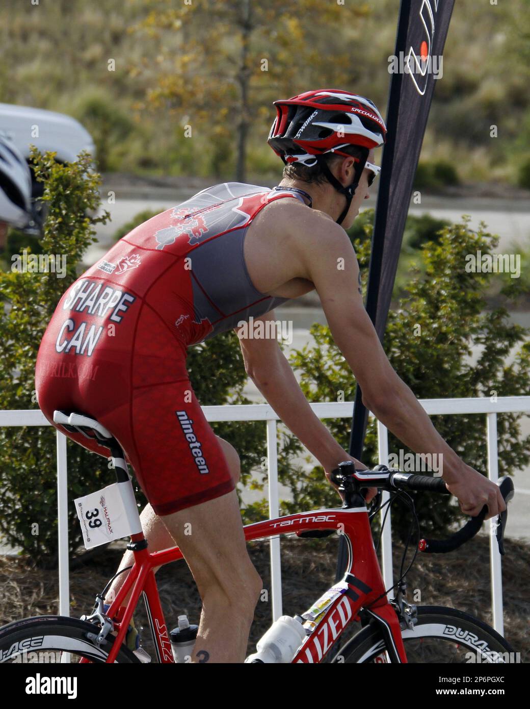Matt Sharpe, of Canada, at the 2011 Myrtle Beach ITU Triathlon Pan ...