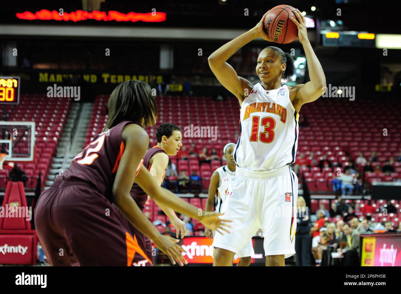 JAN 26 2012 : Maryland Terrapins center Alicia DeVaughn (13) looks for ...