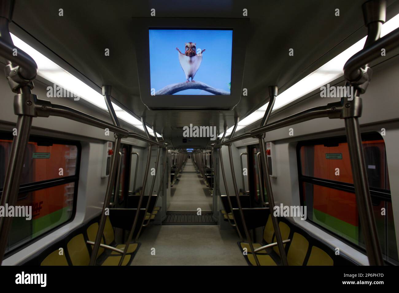 In this photo taken on Friday Jan. 20, 2012, a monitor hangs inside a ...