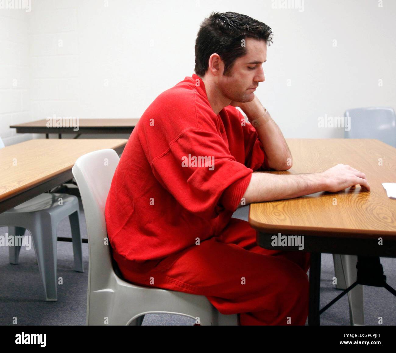 In this Dec. 19, 2011 photo, Aaron Draper sits in Ada County Jail as he ...