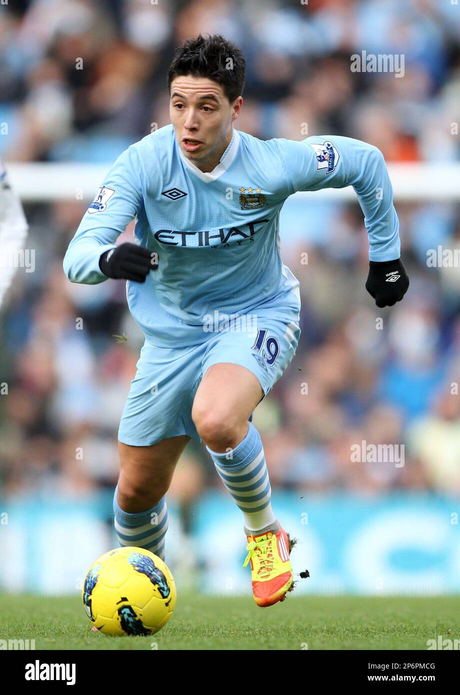 Manchester Citys Samir Nasri in action..Manchester City v Tottenham ...