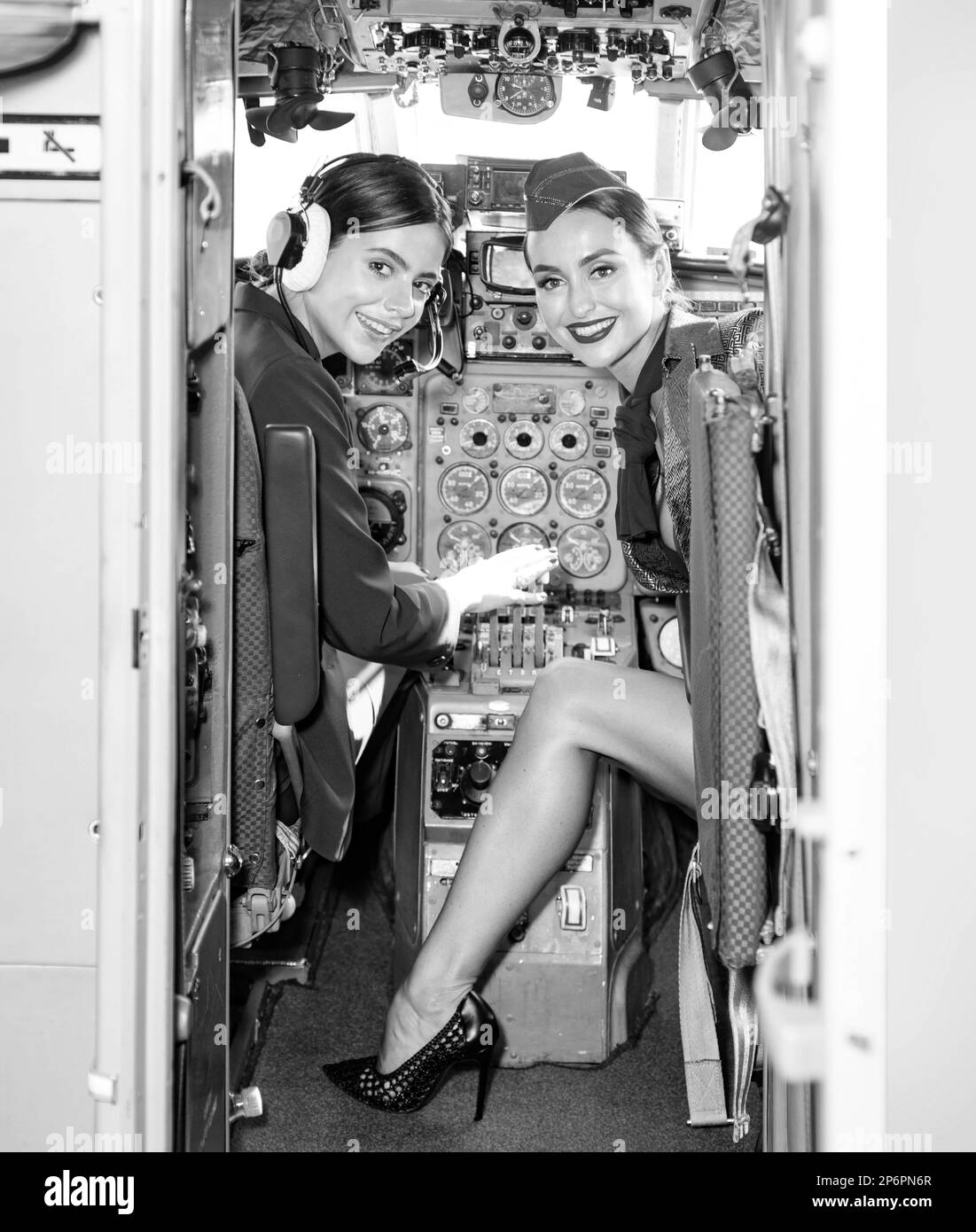 Pilot inside cockpit Black and White Stock Photos & Images - Alamy