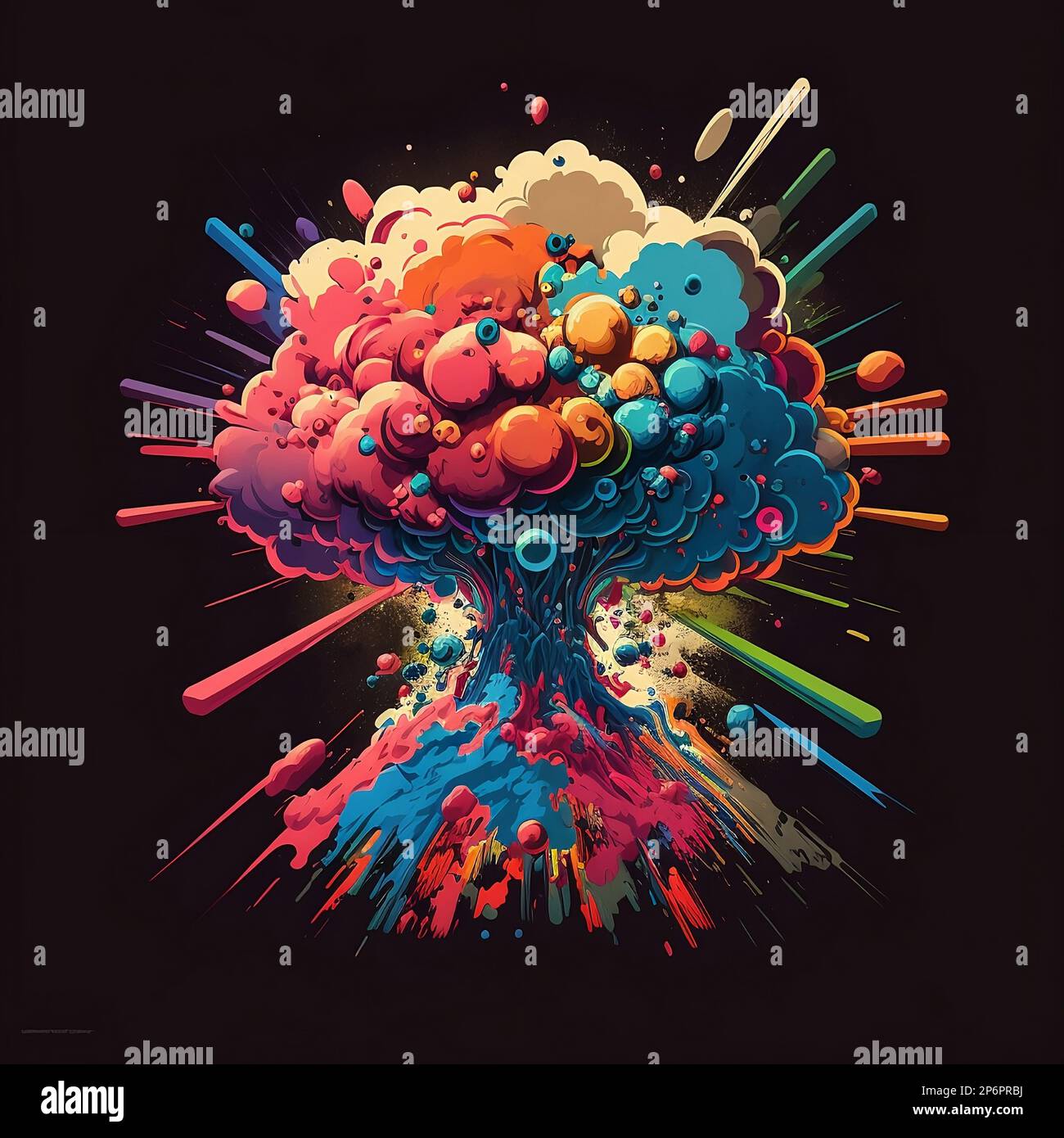 Bomb Explosion colorful papercraft, minimal creative concept. Handmade ...