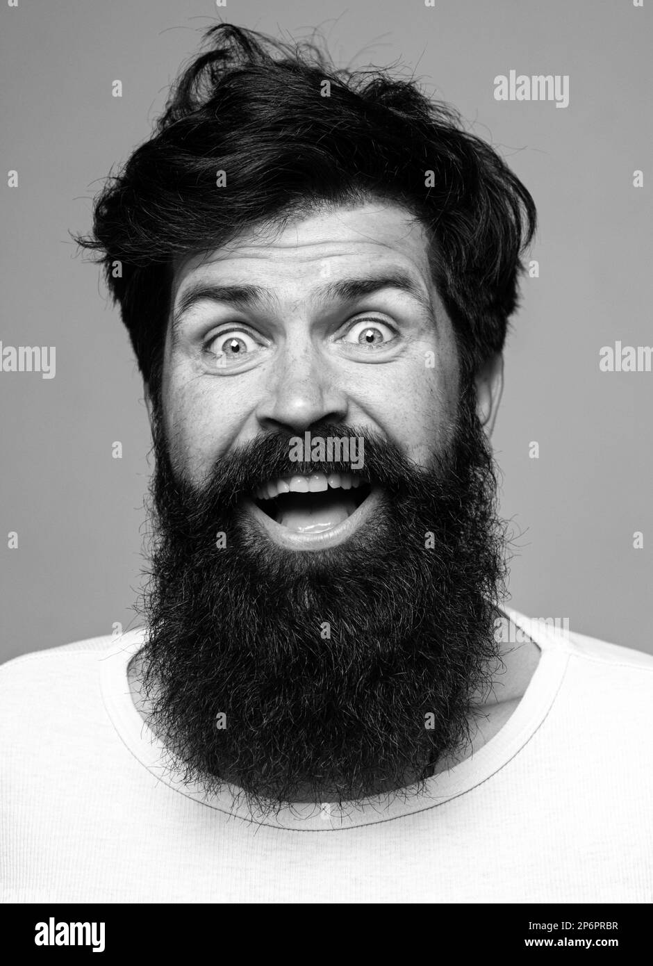 Emotions. Excited handsome man. Portrait of smiling guy. Positive human ...