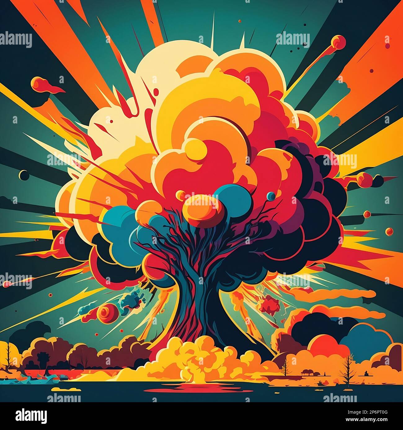 Bomb Explosion colorful papercraft, minimal creative concept. Handmade ...