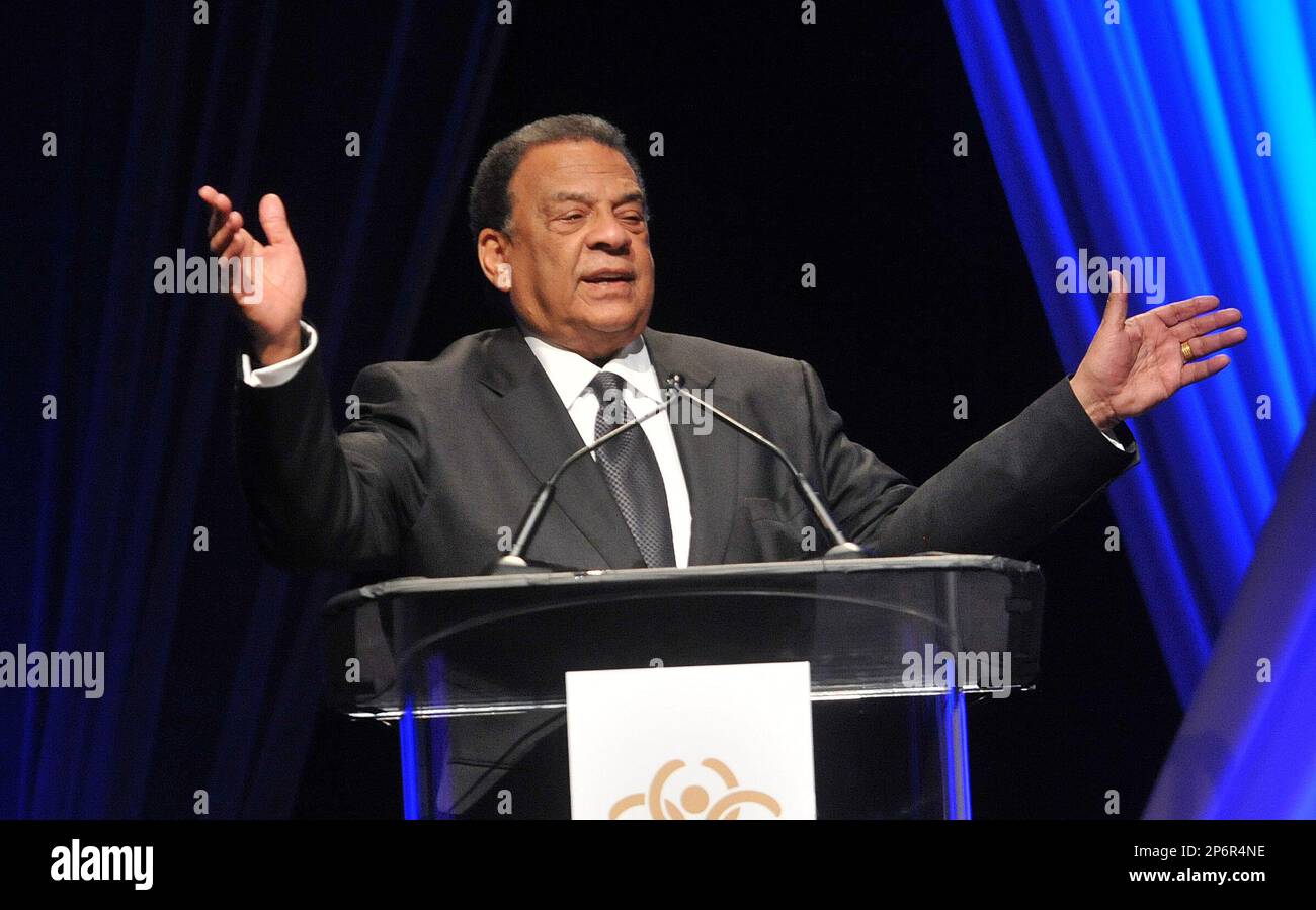 CORRECTS YEAR - Former Atlanta mayor Andrew Young speaks at the The ...