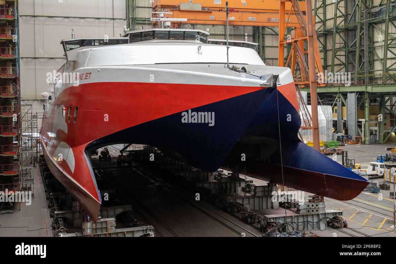 Stralsund, Germany. 07th Mar, 2023. The high-speed ferry "Skane Jet ...