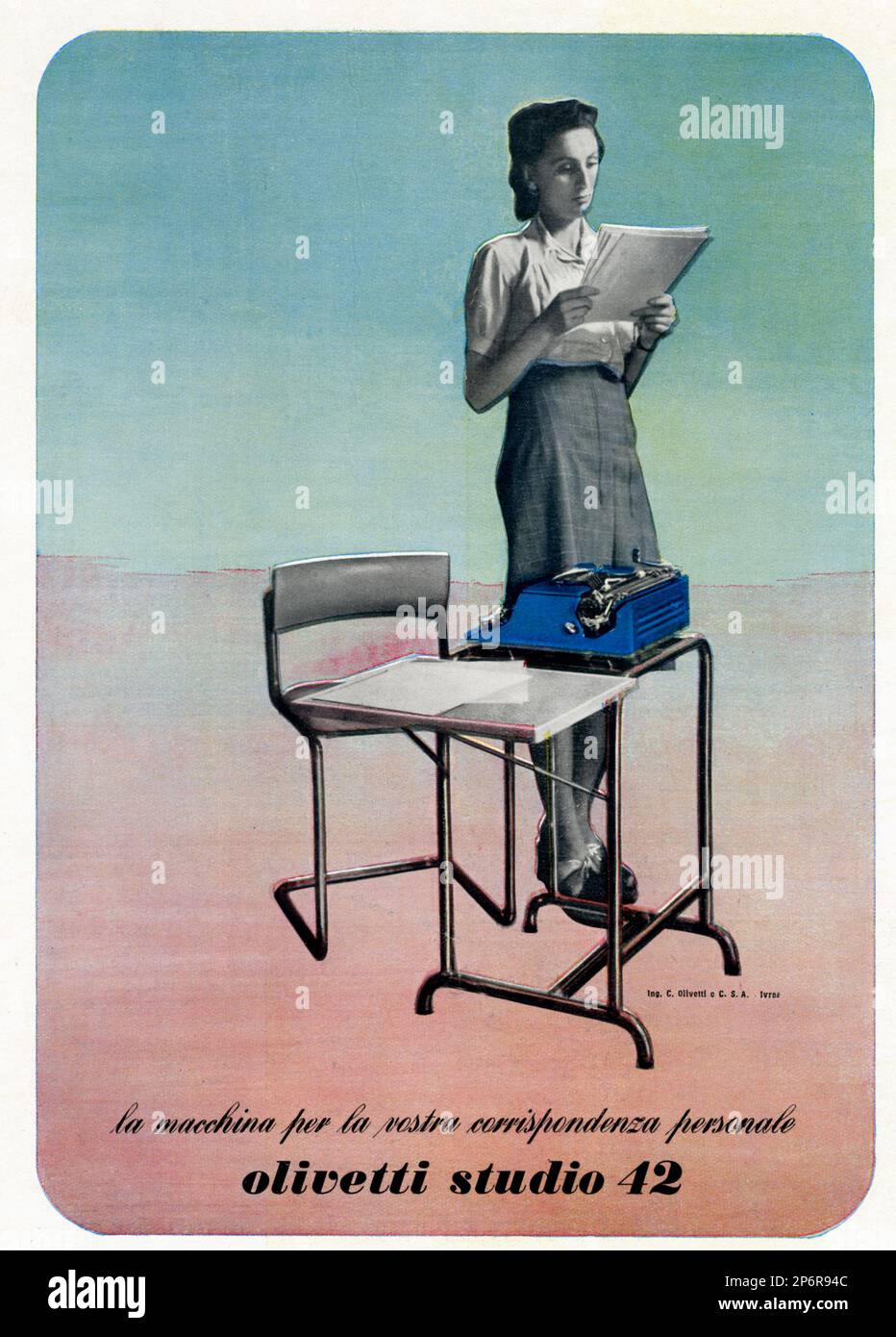 1941 : Italian advertisent for the OLIVETTI STUDIO 42 tywriter machine ...