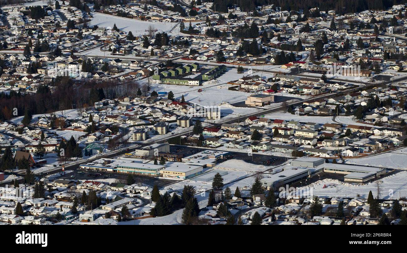 The town of Kitimat, B.C., is pictured in an aerial view on Tuesday Jan ...
