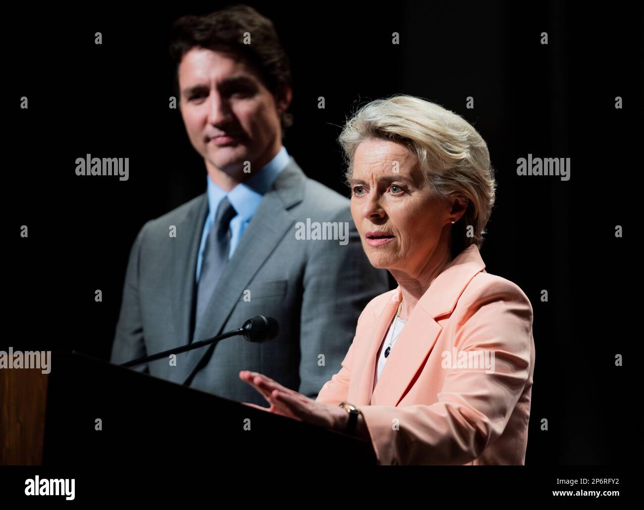 European Commission President Ursula von der Leyen delivers remarks as ...