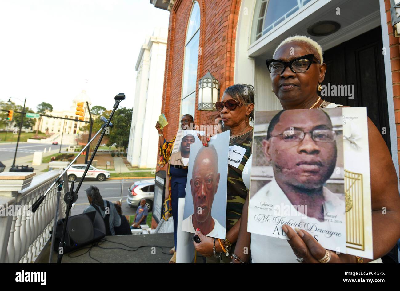 Mary Abrams holds a photo of her son Roderick, who died while serving ...