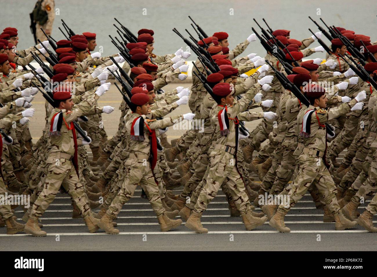 Iraqi Army soldiers march at the Monument of the Unknown Soldier during ...
