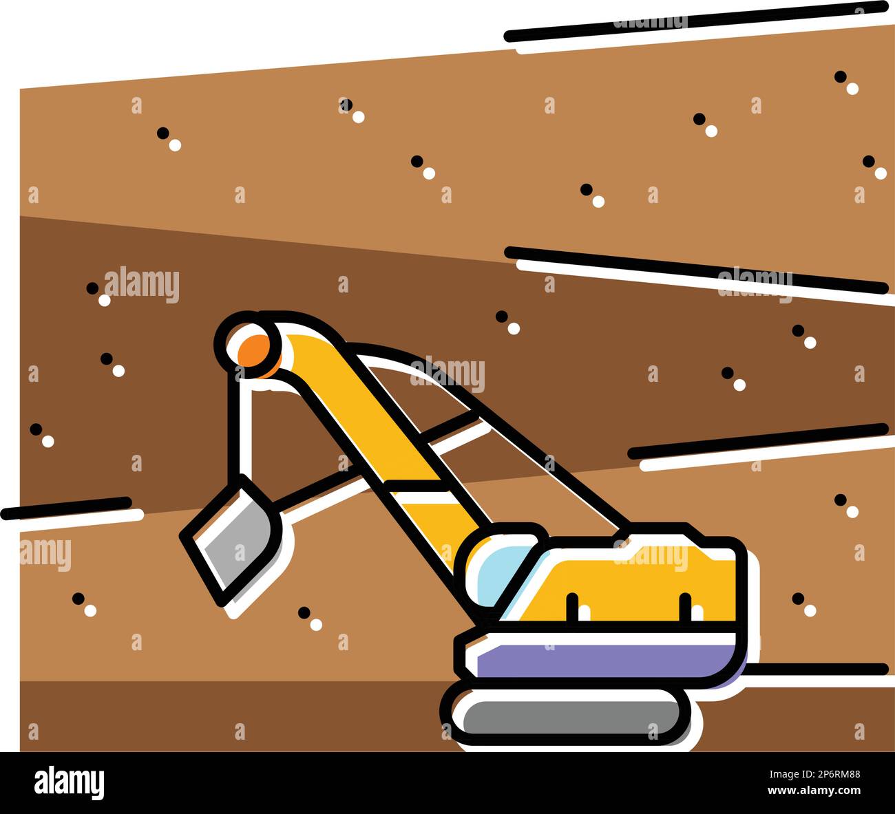 open pit mine steel production color icon vector illustration Stock ...
