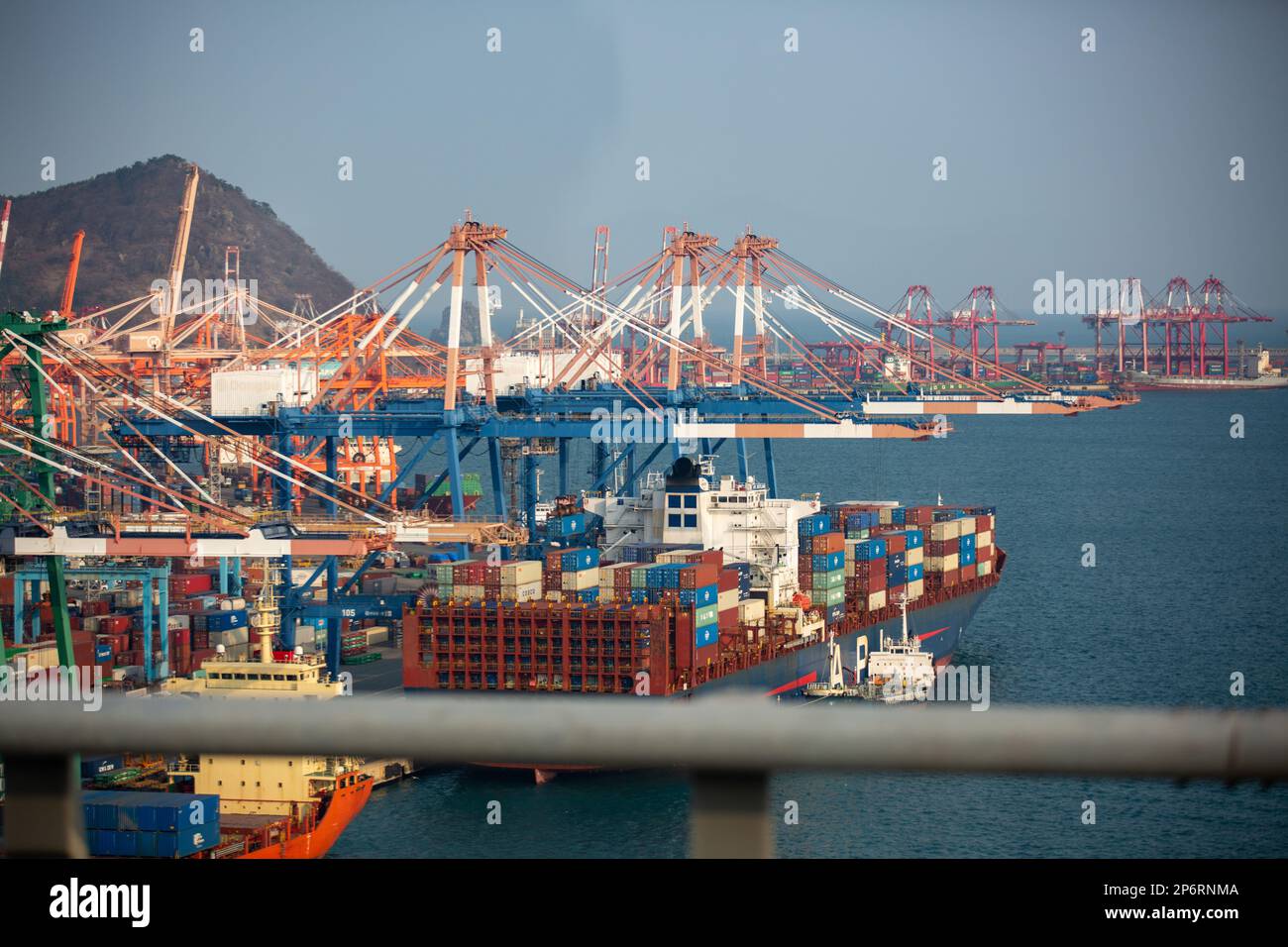 Busan, South Korea. 7th Mar, 2023. A ship berths at a wharf at the port ...