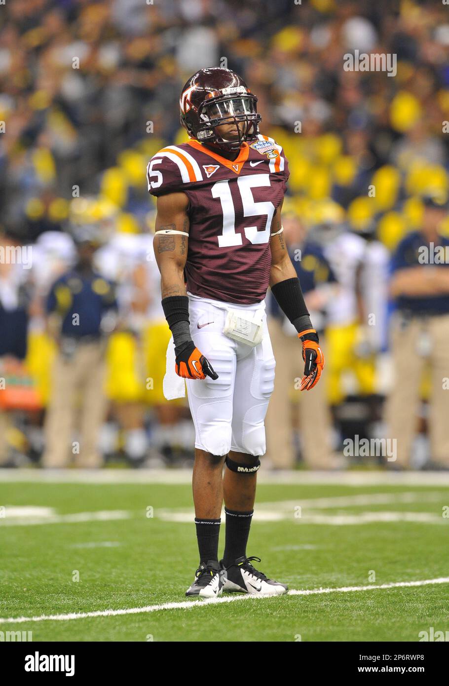 January 03, 2012: Virginia Tech Hokies defensive back Eddie Whitley #15 ...