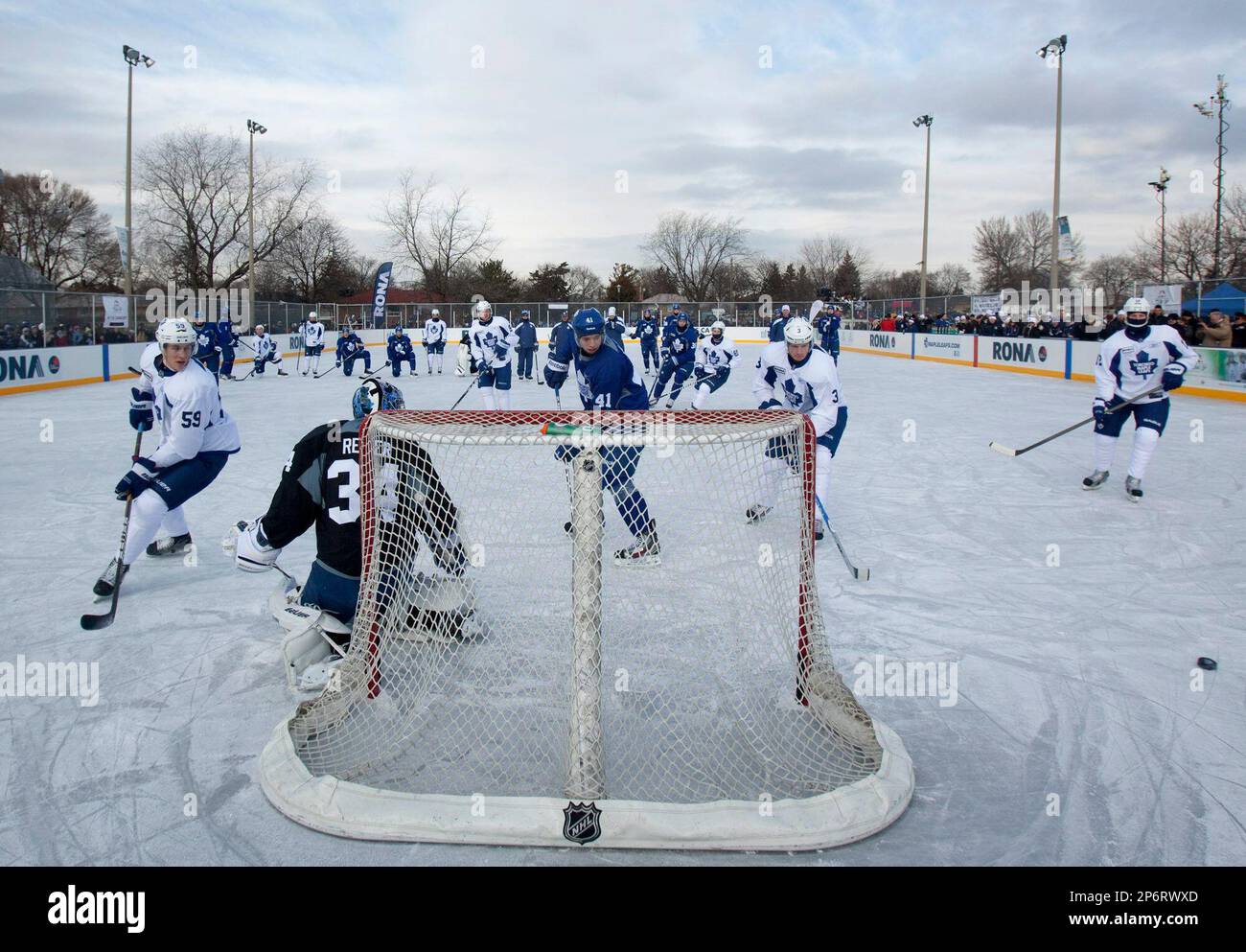 The Toronto Maple Leafs NHL team practice at Sunnydale outdoor rink in ...