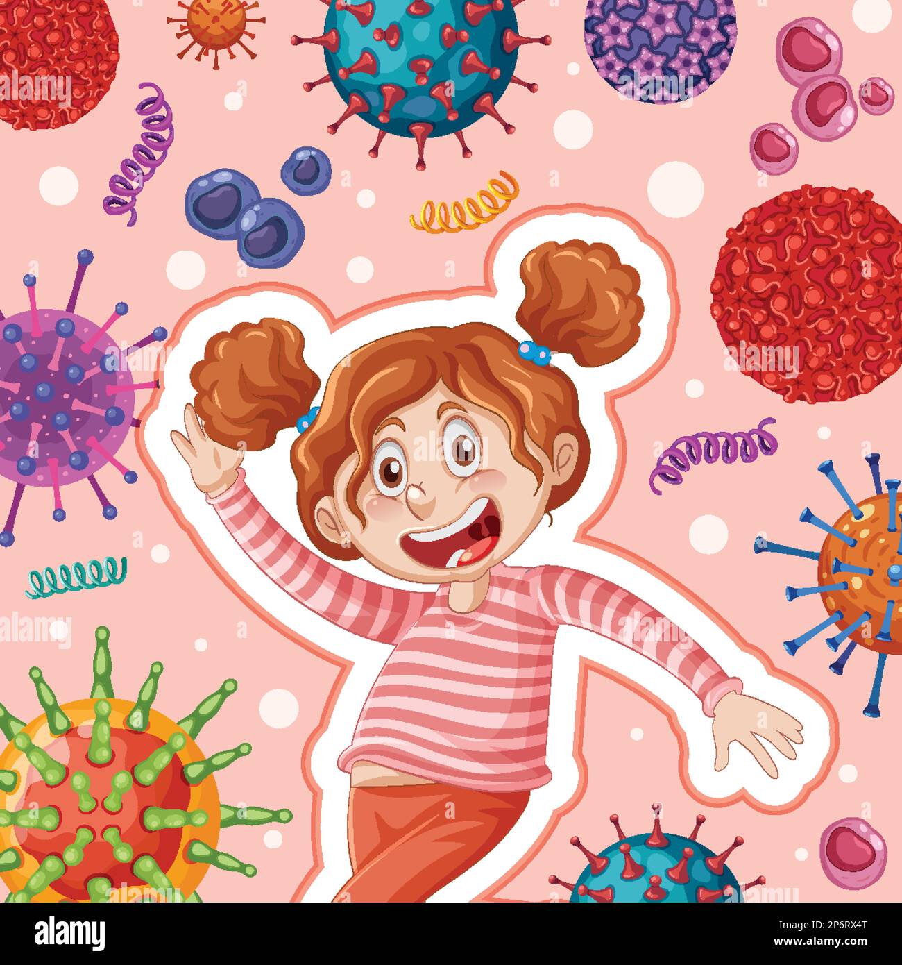 A girl surrounded by germs background illustration Stock Vector Image ...