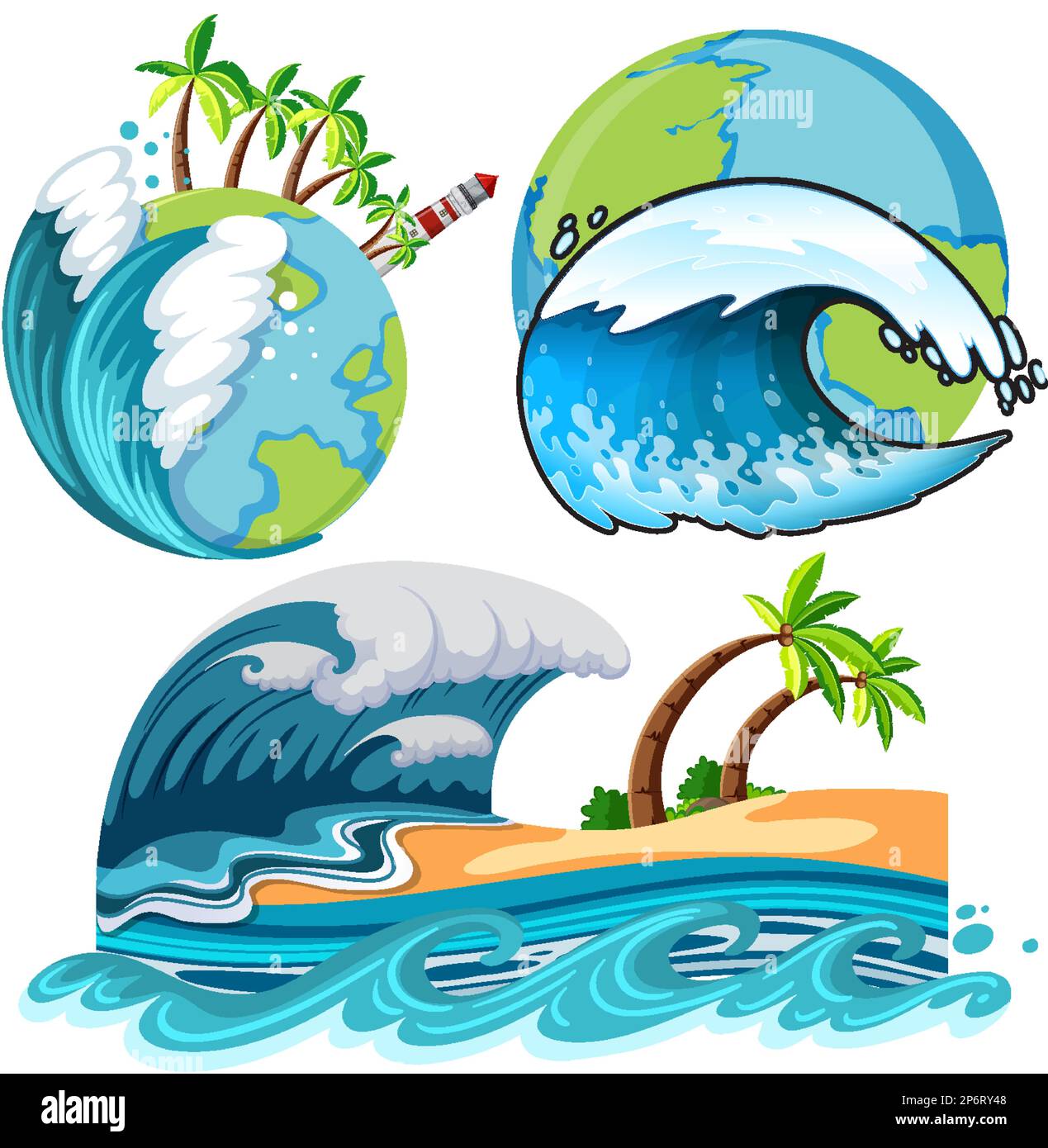 Set of world disaster from Tsunami illustration Stock Vector Image ...